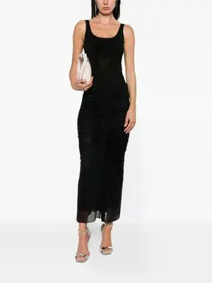 MUGLER Ruched Mesh Midi Skirt