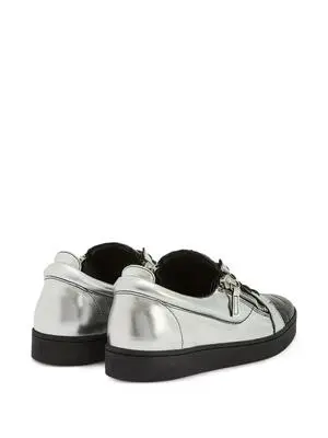 GIUSEPPE ZANOTTI Frankie Metallic Crocodile-effect Sneakers - Grey