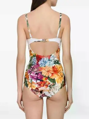 Dolce & Gabbana Floral-print One-piece Swimsuit - Red