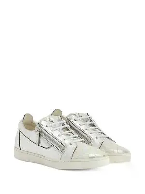 GIUSEPPE ZANOTTI Nicki Zip-detail Leather Sneakers - Grey
