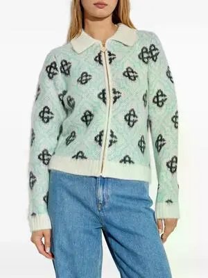 Casablanca Monogram-pattern Zip-up Cardigan