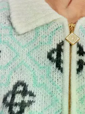 Casablanca Monogram-pattern Zip-up Cardigan