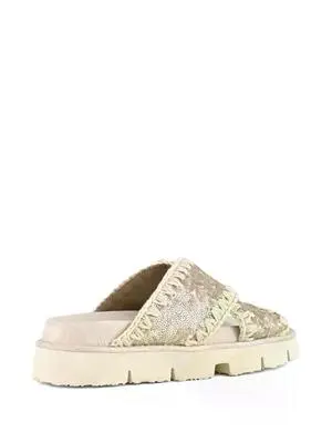 Mou Criss-cross Platform Sandals - Neutrals
