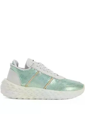 GIUSEPPE ZANOTTI Urchin Snakeskin-effect Lace-up Sneakers - Blue
