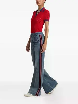 Alice + Olivia Dylan Wide-leg Jeans With Stripe Detail
