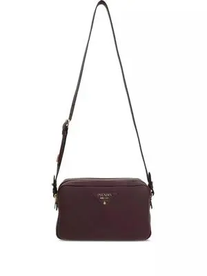 Prada Leather Logo-plaque Shoulder Bag - Red