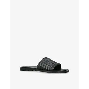 Bottega Veneta Elio Woven Leather Slides - Black