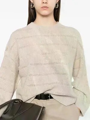 Brunello Cucinelli Striped Open-knit Sweater