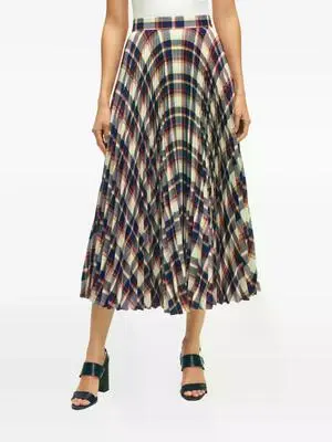 Brooks Brothers Pleated Plaid Midi Skirt