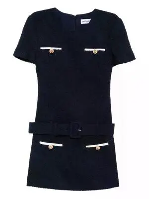 SELF-PORTRAIT Belted Tweed Mini Dress