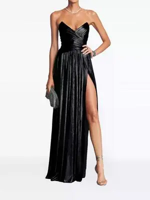 Retrofete Waldorf Pleated Split-leg Maxi Dress