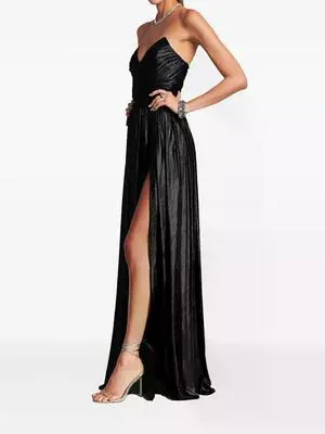 Retrofete Waldorf Pleated Split-leg Maxi Dress
