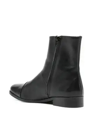 ANNE THOMAS Double-buckle Studded Ankle Boots