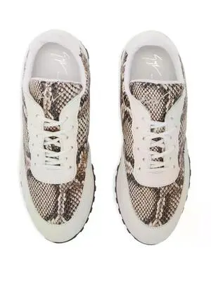 GIUSEPPE ZANOTTI Jim Snakeskin Leather Sneakers - Neutrals