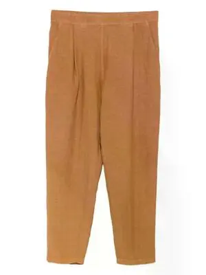 120% Lino Pleated Linen Trousers - Brown