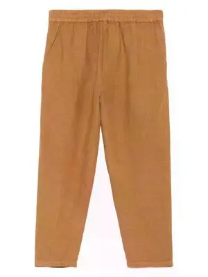 120% Lino Pleated Linen Trousers - Brown