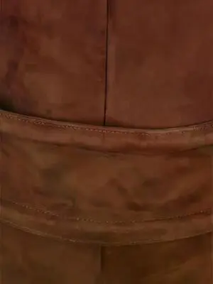 Miu Miu Flower And Cat Patch Suede Leather Coat
