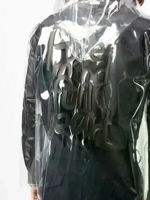 Comme Des Garçons Transparent Slogan Print Jacket