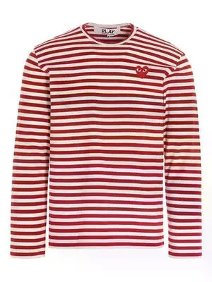 Play Comme Des Garcon Striped Heart-logo T-shirt