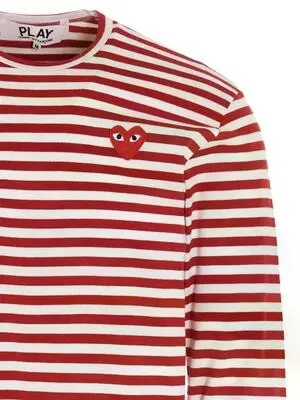 Play Comme Des Garcon Striped Heart-logo T-shirt