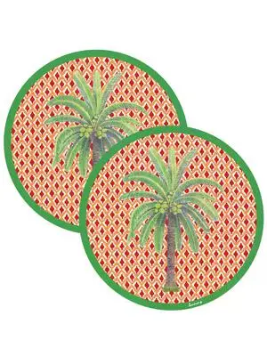 LISA CORTI Masonite Hima Palma Circular Place Mats - Red
