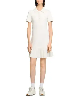 Sandro Polo Collar Pleated Mini Dress
