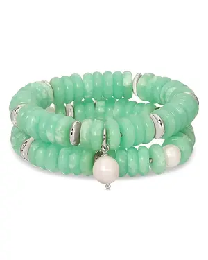 Ettika Saint Tropez Beaded Bracelet Set - Silver