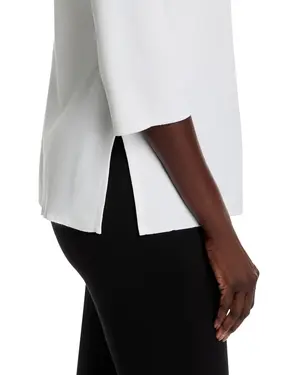 Misook Jewel Neck 3/4 Sleeve Top - White