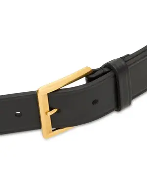 Saint Laurent Rectangular Buckle Belt In Leather - Black