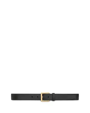 Saint Laurent Rectangular Buckle Belt In Leather - Black
