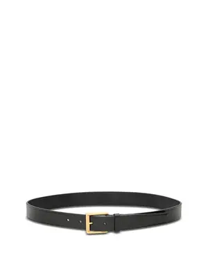 Saint Laurent Rectangular Buckle Belt In Leather - Black