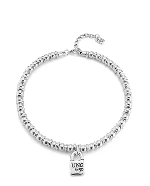 UNODE50 Sterling Plated Necklace With Padlock Charm - Silver