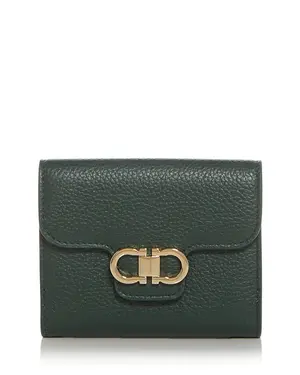 FERRAGAMO Gancini Leather Wallet - Moss