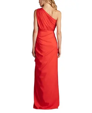 Tadashi Shoji Lena Waterfall Drape Gown - Red