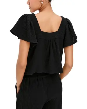Rails Casie Split Neck Flutter Sleeve Top