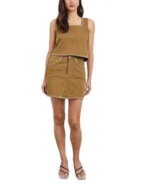 Rails Carbon Square Neck Contrast Stitch Top