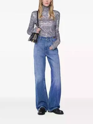 Rabanne Sequined Turtleneck Top - Grey