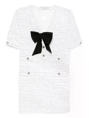 Alessandra Rich Bow-detail Tweed Dress - White