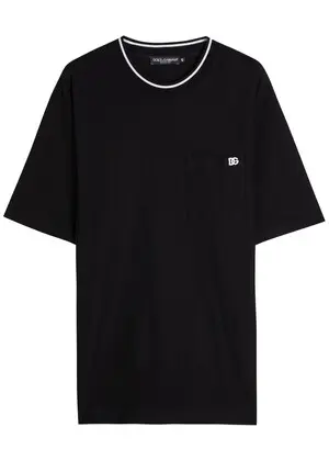 Dolce & Gabbana Logo-embroidered Piqué Cotton T-shirt