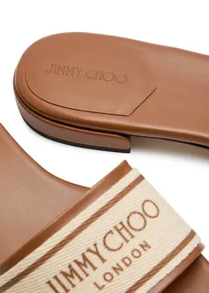 JIMMY CHOO Joa Logo Canvas And Leather Sliders