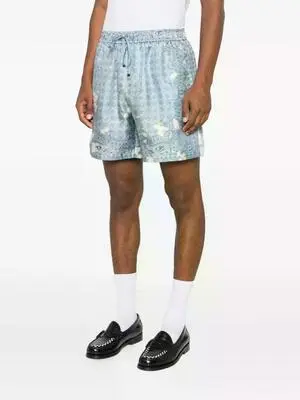 Amiri Paisley Print Silk Shorts - Blue