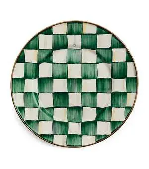 MACKENZIE-CHILDS Emerald Check Salad Plate - Green