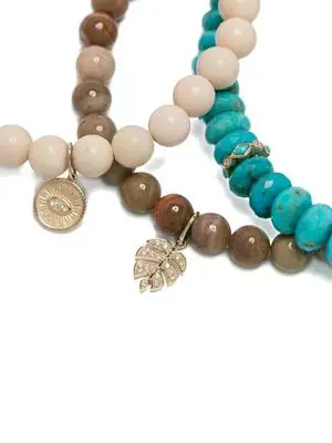 SYDNEY EVAN 14k Yellow Gold Diamond Leaf & Turquoise Bracelet