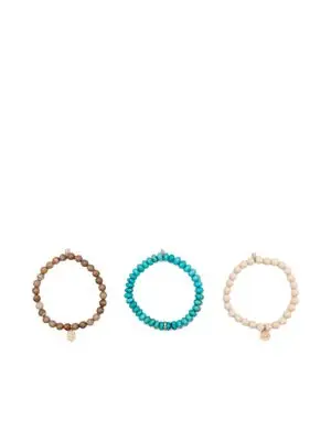 SYDNEY EVAN Gold, Diamond, Turquoise Beaded Bracelet - Brown