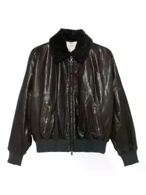 Brunello Cucinelli Shearling-collar Leather Jacket