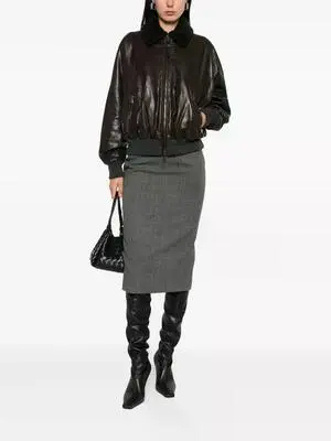 Brunello Cucinelli Shearling-collar Leather Jacket