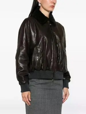 Brunello Cucinelli Shearling-collar Leather Jacket