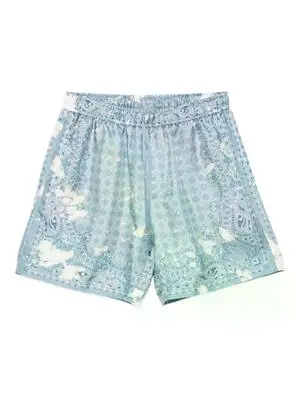 Amiri Paisley-print Silk Shorts - Blue