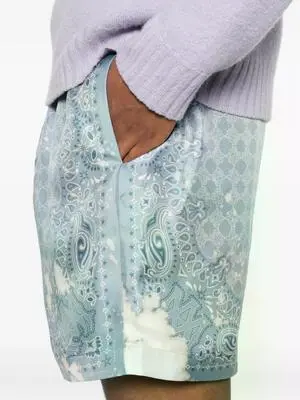 Amiri Paisley-print Silk Shorts - Blue