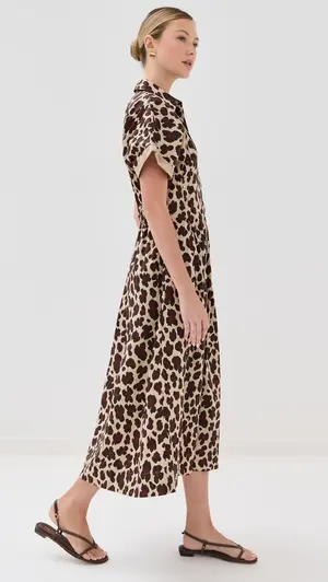 LE BOP Roberta -print Midi Shirt Dress - Leopard
